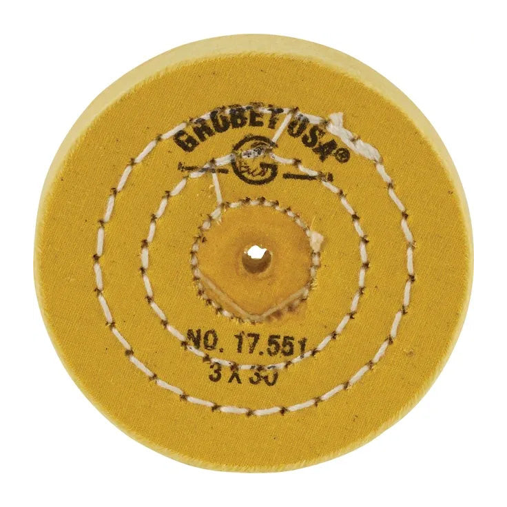 Grobet USA® Yellow Muslin Buff - 3"x30 Ply Stitched | Gesswein