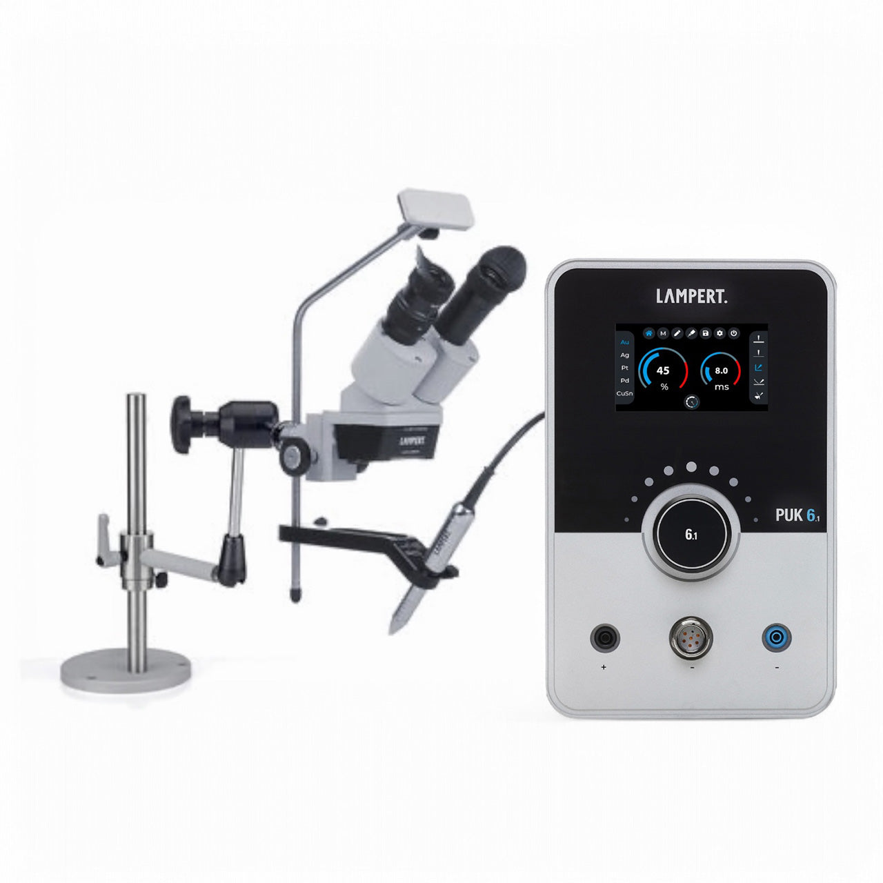 PUK® 6.1 Welder with SMG Articulating Arm Microscope and Flow Regulator ...